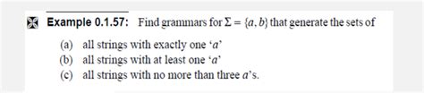 solved example 0 1 57 find grammars for Σ {a b} that