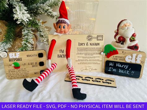 digital file elf accessory prop set svg file arrival postcard