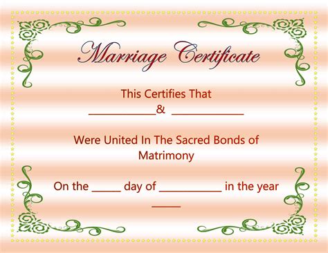 Free Printable Marriage Certificate Template