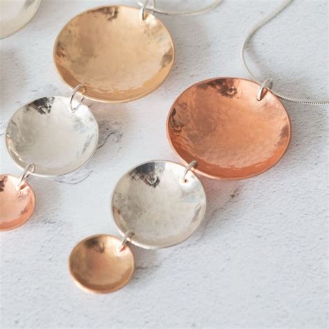 Mixed Metals Disc Pendant Handmade Jewellery