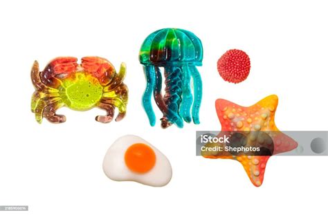 달콤한 다채로운 모듬 거미 사탕 세트 흰색 배경에 고립되어 있습니다 젤리 과자 클리핑 패스 플랫 레이 0명에 대한 스톡 사진 및 기타 이미지 Istock