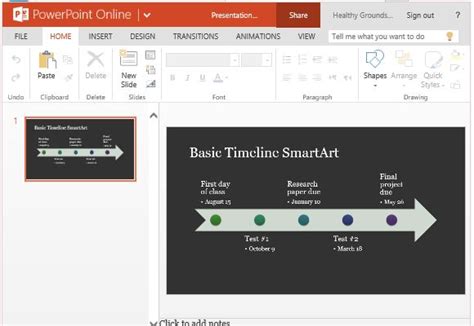 Timeline SmartArt Diagram Template For PowerPoint Online
