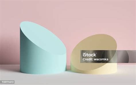 3d 렌더링 추상적인 배경 컷된 실린더 기본 도형 파스텔 컬러 팔레트 간단한 형상 최소한의 디자인 요소 3차원 형태에 대한 스톡 사진 및 기타 이미지 Istock