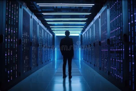 A Man In A Server Room A System Administrator Ai Generative Stock Illustration Illustration