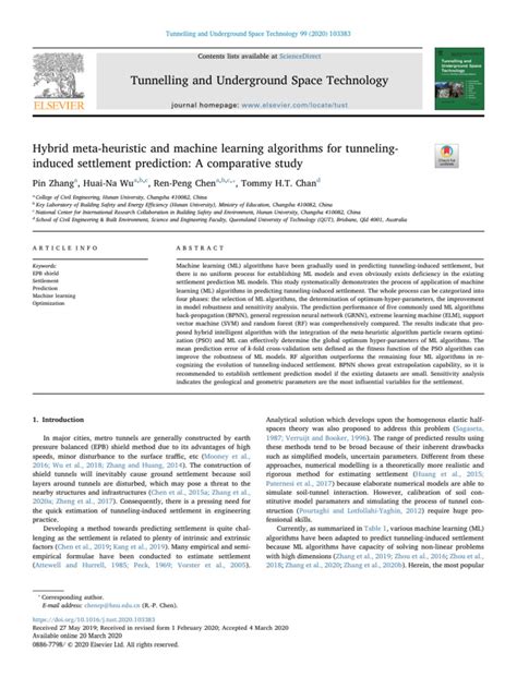 83 Hybrid Meta Heuristic And Machine Learning Algorithms For Tunneling