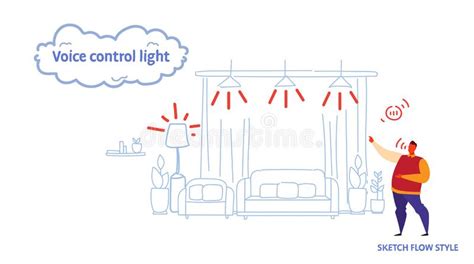 Smarthome Living Room Controlled By Man Smart Light Recognizes Commands Voice Control Concept
