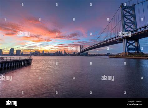 The Ben Franklin Bridge And The Skyline Of Philadelphia With The