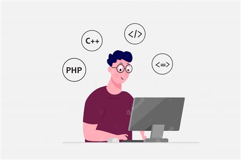 Premium Vector Programmer Work On Computer