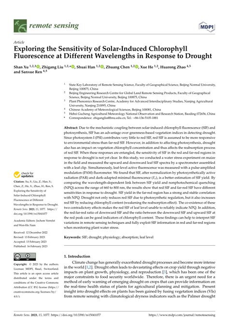 Pdf Exploring The Sensitivity Of Solar Induced Chlorophyll Fluorescence At Different