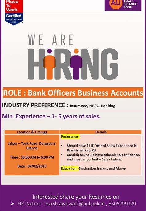 Harsh Agarwal On Linkedin Greetings From The Hr😊 We Are Hiring For Bank Officer Current Account