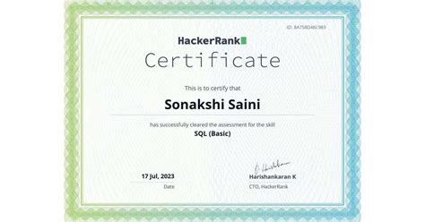 Sonakshi Saini On Linkedin Hackerrank Skill Certificate