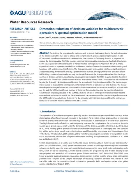 Pdf Dimension Reduction Of Decision Variables For Multireservoir