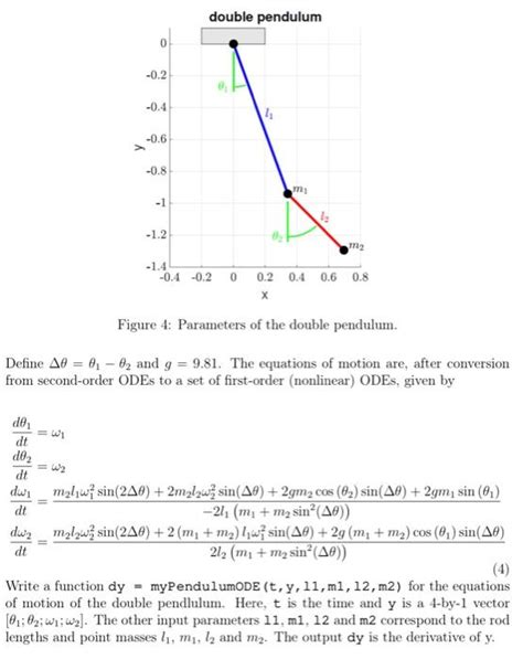 Solved 4 Double Pendulum Ode Function Dy] Mypendulumode