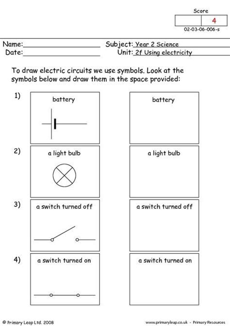 Worksheet On Electric Circuit For Class 6