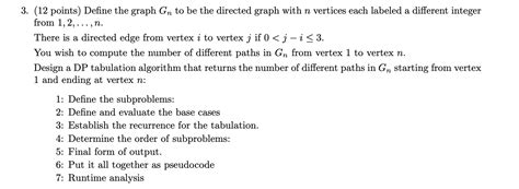 solved 3 12 ﻿points ﻿define the graph ﻿g {n} ﻿to be