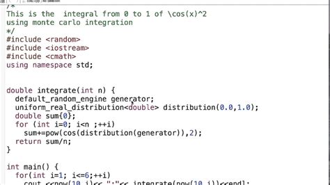 Calculating A Simple Integral Using Monte Carlo Methods C Youtube