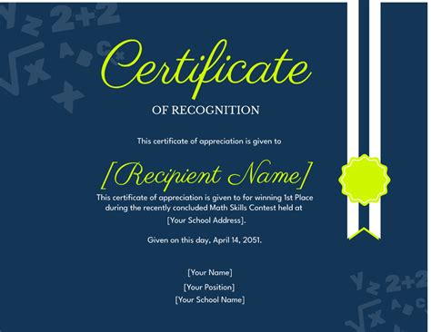 Math Contest Certificate Template Edit Online And Download Example