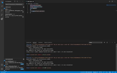 set up issue for vs code in m1 mac for c stack overflow