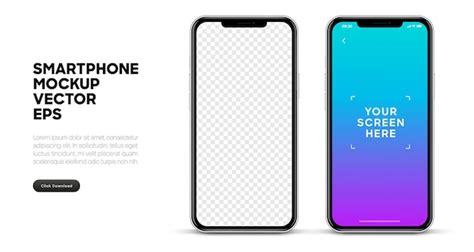 3d 고품질 스마트폰 모형은 모바일 앱 ui ux 프레젠테이션을 위한 격리된 배경입니다 프리미엄 벡터