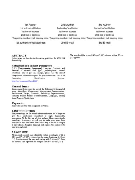 Acm Word Template For Sig Site 1st Author 2nd Author 3rd Author Pdf