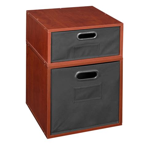 Regency Niche Cubo Storage Set 1 Full Cube 1 Half Cube With Foldable Storage Bins Cherry Grey