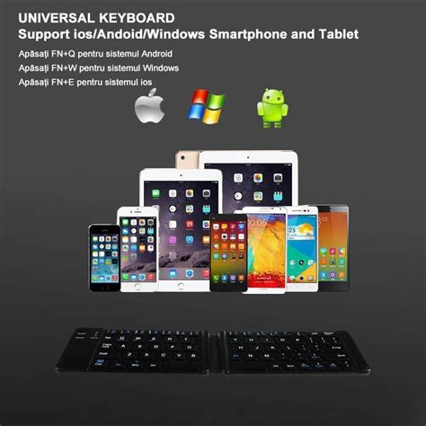 Тънка сгъваема клавиатура Bluetooth връзка съвместима с Windows Ios и Android за компютърни