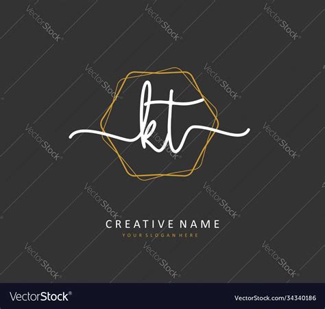 K T Kt Initial Letter Handwriting And Signature Vector Image