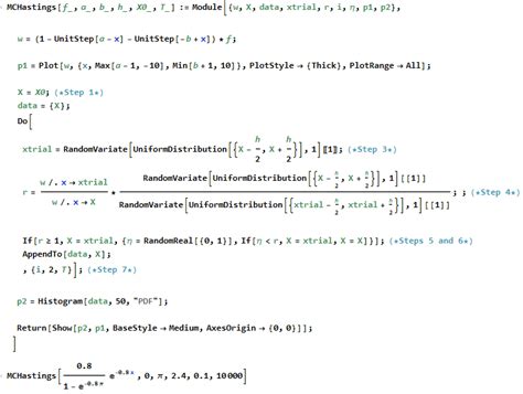 code review metropolis hastings algorithm problem mathematica stack