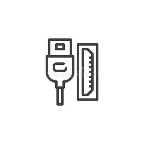 USB Port Type Line Icon Stock Vector Illustration Of Outline 362504012