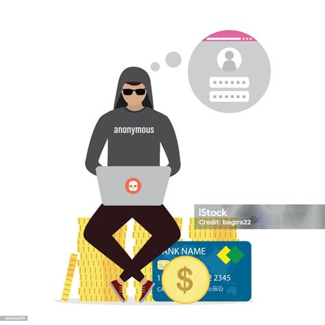 Man Sits On Stack Of Gold Coins And Use Laptop Hacker Steals Passwords