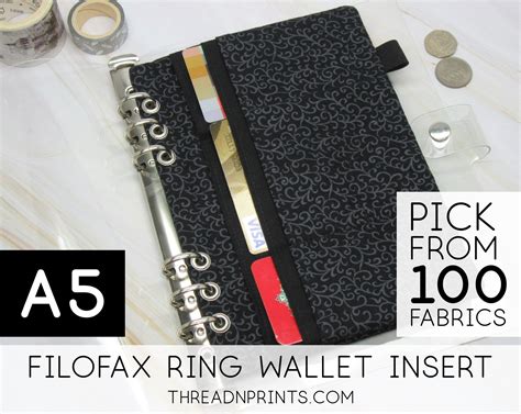 Notebook Wallet Insert For Filofax 2022 Diary Refill A5 Size A5 3 Or 6 Rings FEAT01 R11 Grey