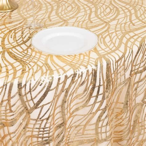 Sequins Mesh Tablecloth 120 Champagne Efavormart