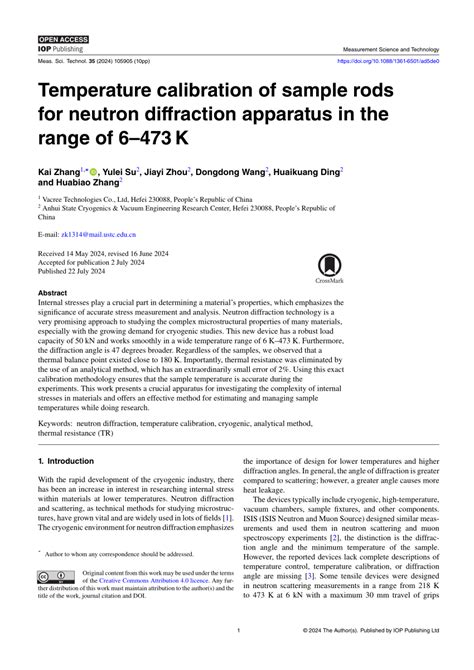 Pdf Temperature Calibration Of Sample Rods For Neutron Diffraction