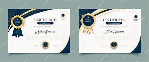 Premium Vector A Set Of Two Certificate Templates With A Ribbon And A