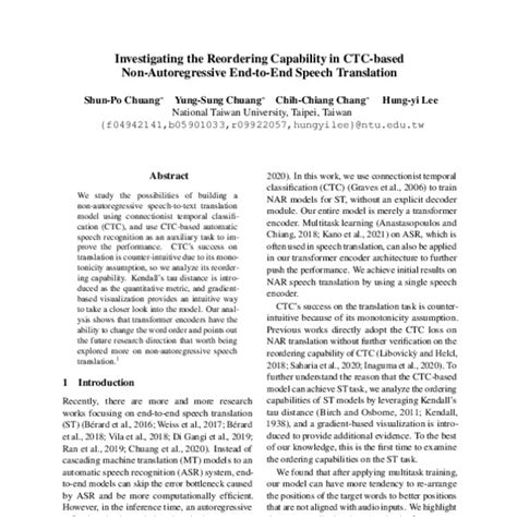 Investigating The Reordering Capability In Ctc Based Non Autoregressive