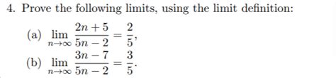 Solved Prove The Following Limits Using The Limit Chegg Com