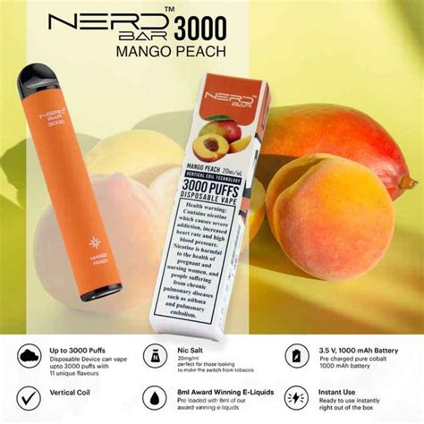Mango Peach Nerd Bar 3000 Puffs Disposable Vape