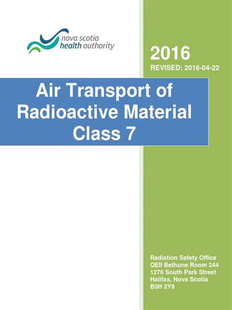 Tdg Class 7 Air Shipment Supplement Pdf Dangerous Goods Cargo