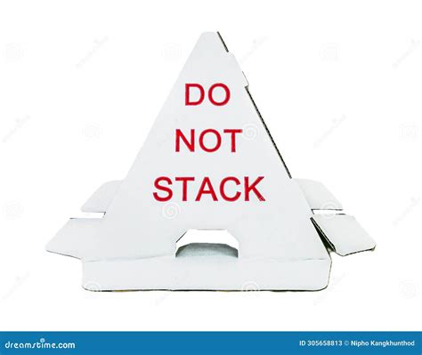 Triangular Paper Sign Red Letters It Says Do Not Stack Stock Image