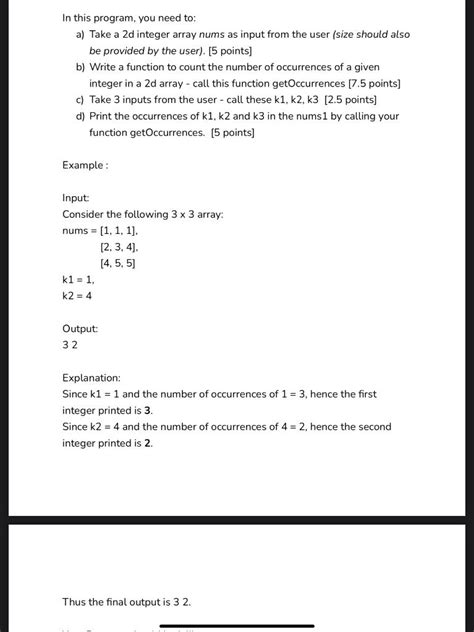 Solved In This Program You Need To A Take A 2d Integer