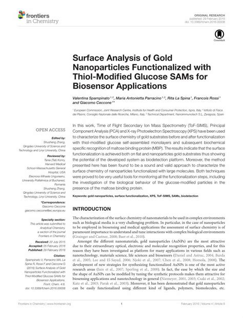 Pdf Surface Analysis Of Gold Nanoparticles Functionalized With · In Static Mode Primary