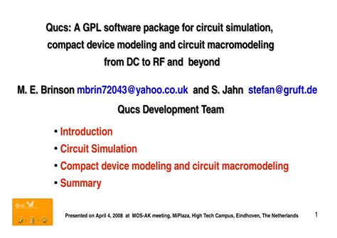 Pdf Qucs A Gpl Software Package For Circuit Simulation Compact Device Modeling And Circuit