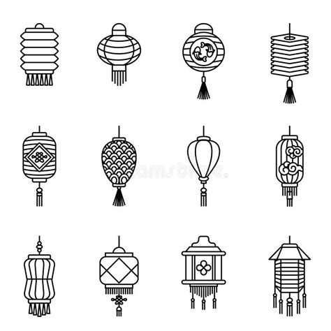 Chinese Lantern Icon Vector Lantern Symbol Thin Line Style Stock Vector Stock Vector