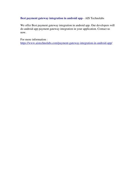 Ppt Payment Gateway Integration In Android App Ais Technolabs