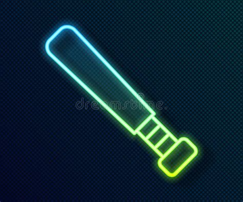 Glowing Neon Line Baseball Bat Icon Isolated On Black Background Vector Stock Illustration