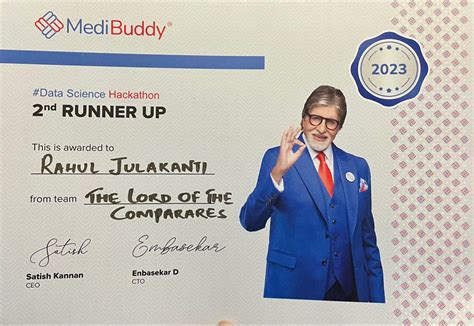 Rahul Julakanti On Linkedin Datascience Hackathon Medibuddy
