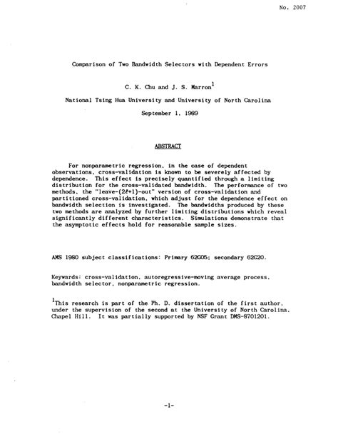 PDF Comparison Of Two Bandwidth Selectors With Dependent Errors