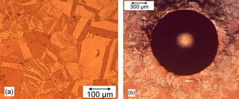 Optical Micrographs Of Extruded Copper A As Polished Etched And B