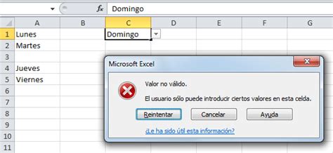 Lista para validación de datos en Excel