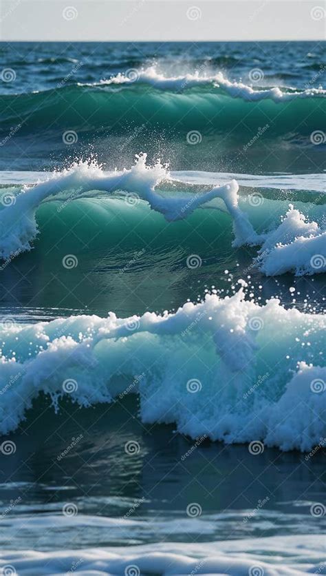 Detailed Illustration Showcasing Ocean Waves With Artistic Sea Water Dynamics Stock Illustration